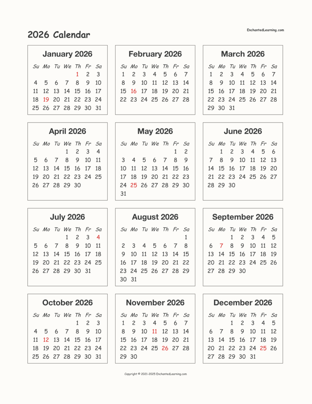 General Blue 2026 Calendar - Free Printable Calendar