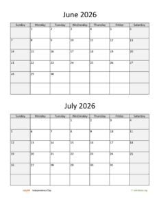 June July 2026 Calendar - Free Printable Calendar