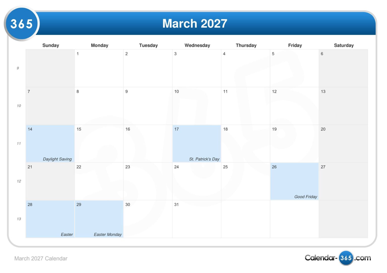 March 4 2027 Calendar - Free Printable Calendar