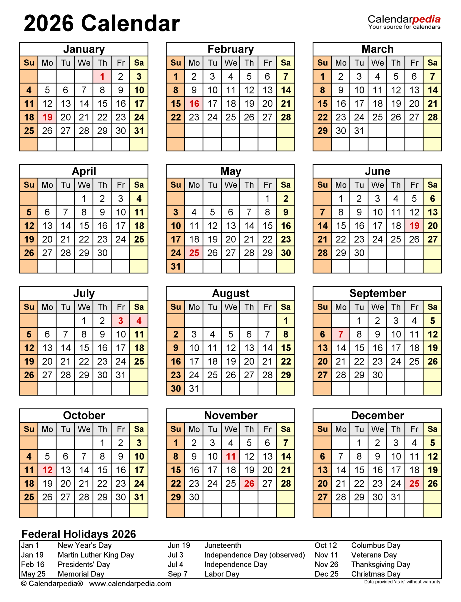 3 Month Calendar 2026 - Free Printable Calendar