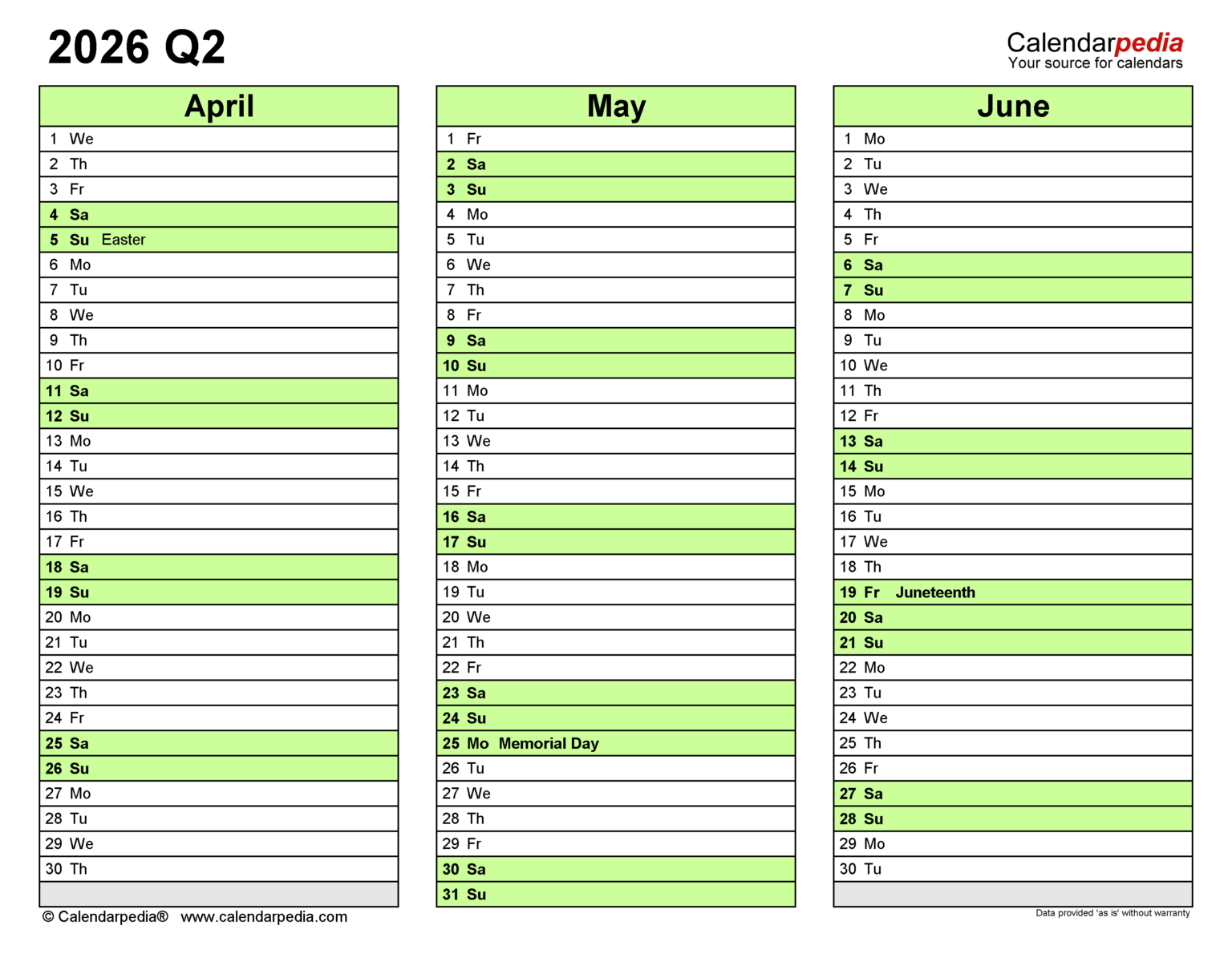 3 Month Calendar 2026 - Free Printable Calendar