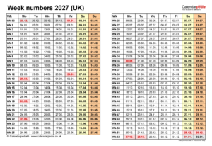 2027 Calendar With Week Numbers Excel - Free Printable Calendar