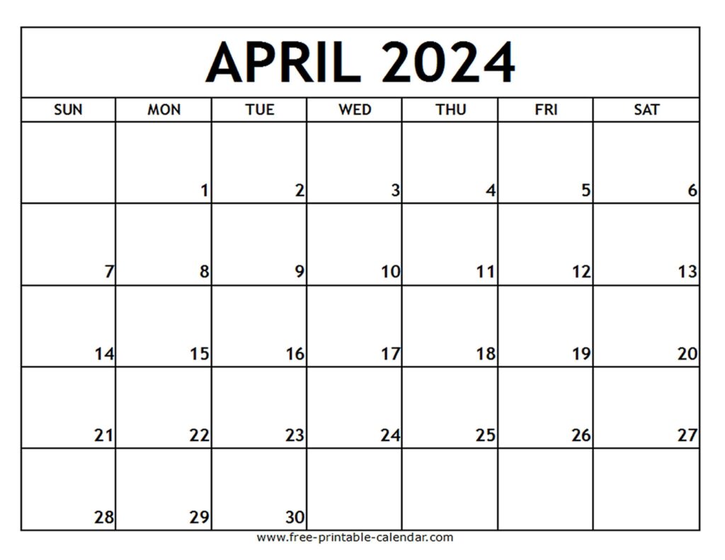 Free April Printable Calendar: Stay Organized and Productive! - Free ...