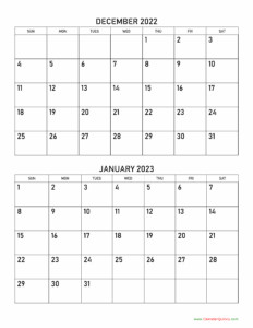 December January Calendar Printable: Plan Your Months in Advance - Free ...