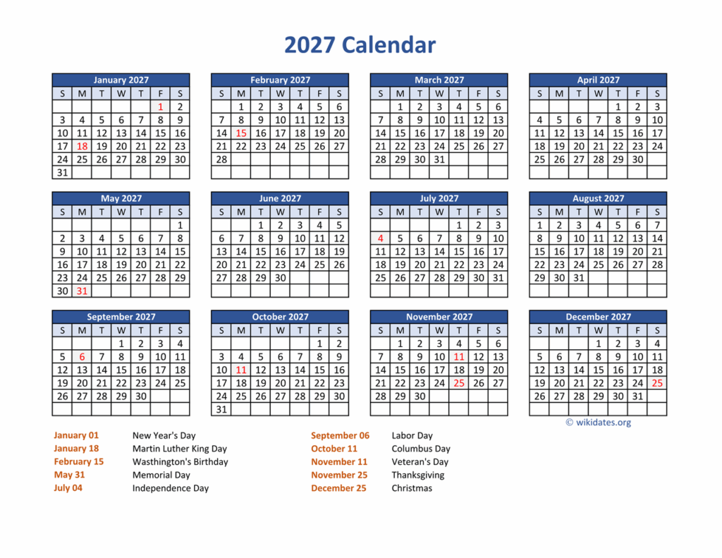 Federal Pay Period Calendar For 2027 Pdf Printable: Stay Organized and ...