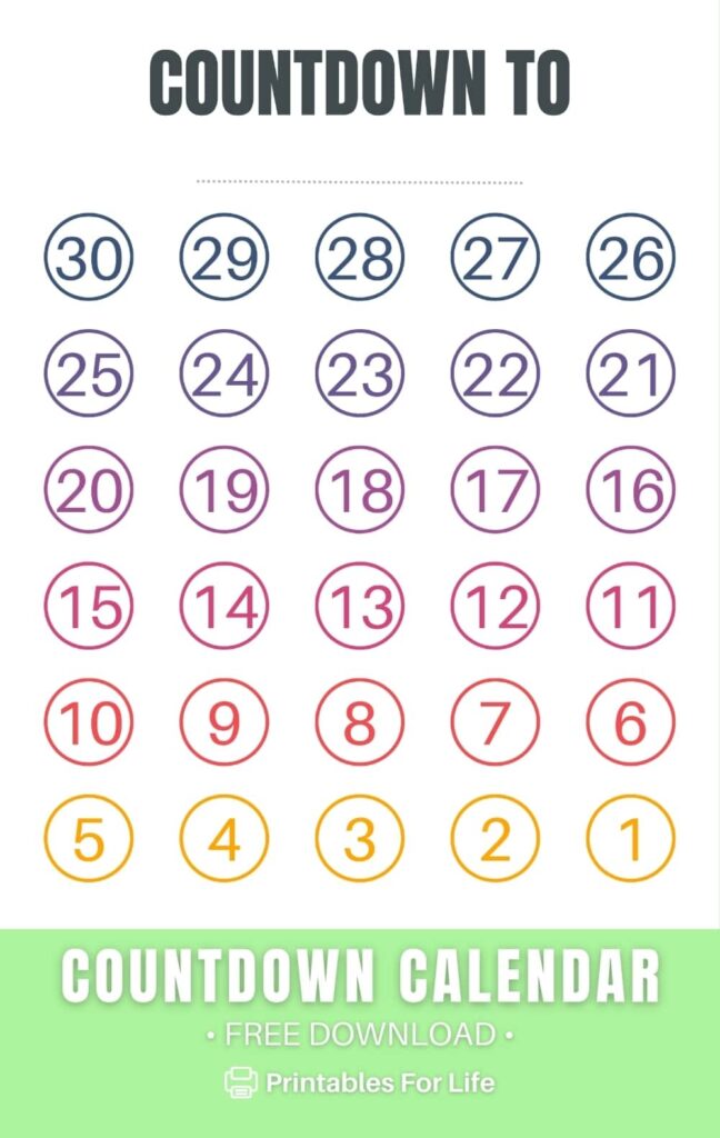 Blank Countdown Calendar Printable: Enhance Your Planning and ...