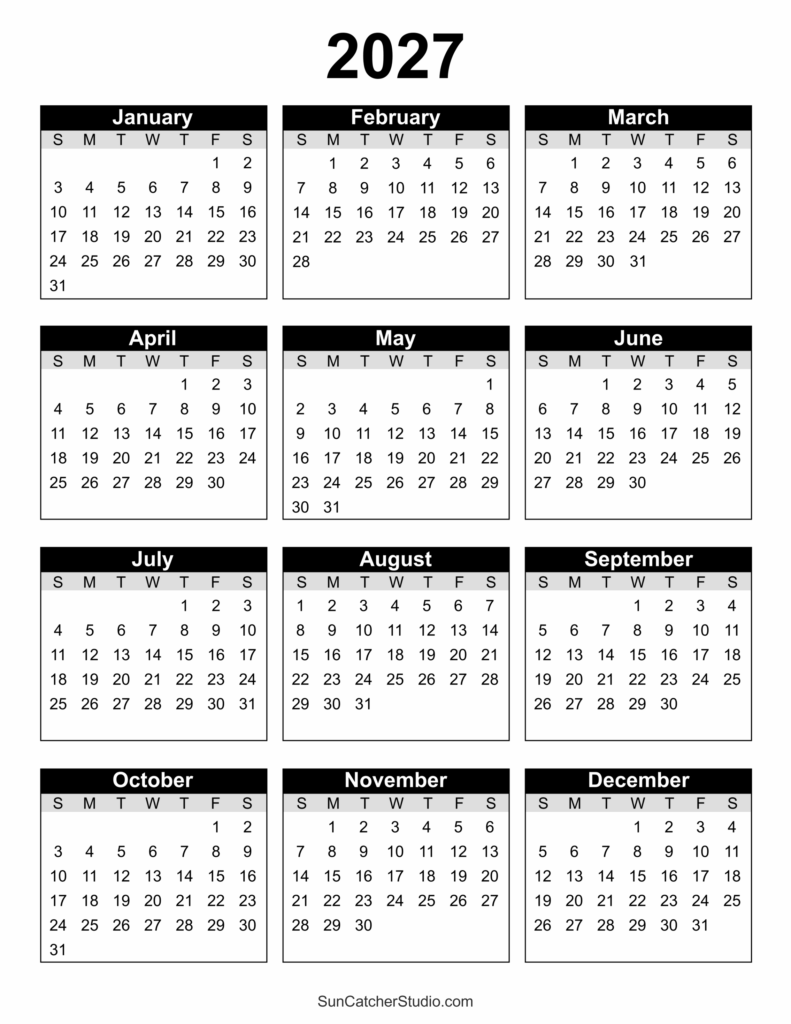 2027 Calendar Printable Portrait: Stay Organized and Stylish - Free ...