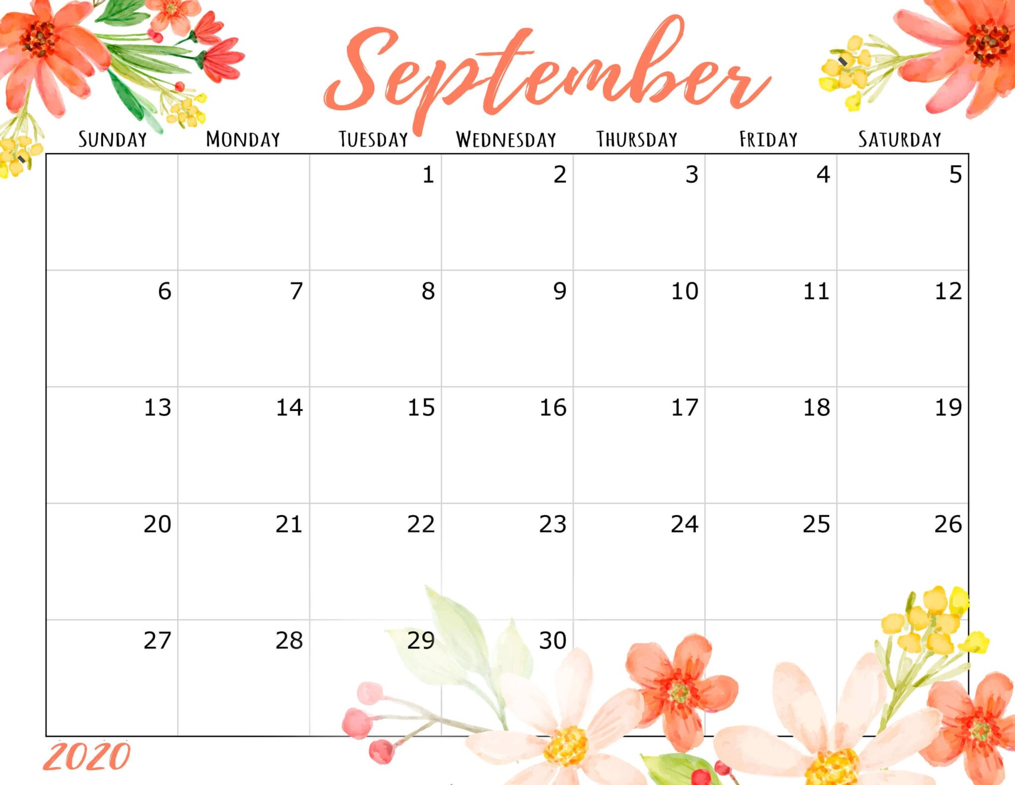Free September Printable Calendar - Free Printable Calendar