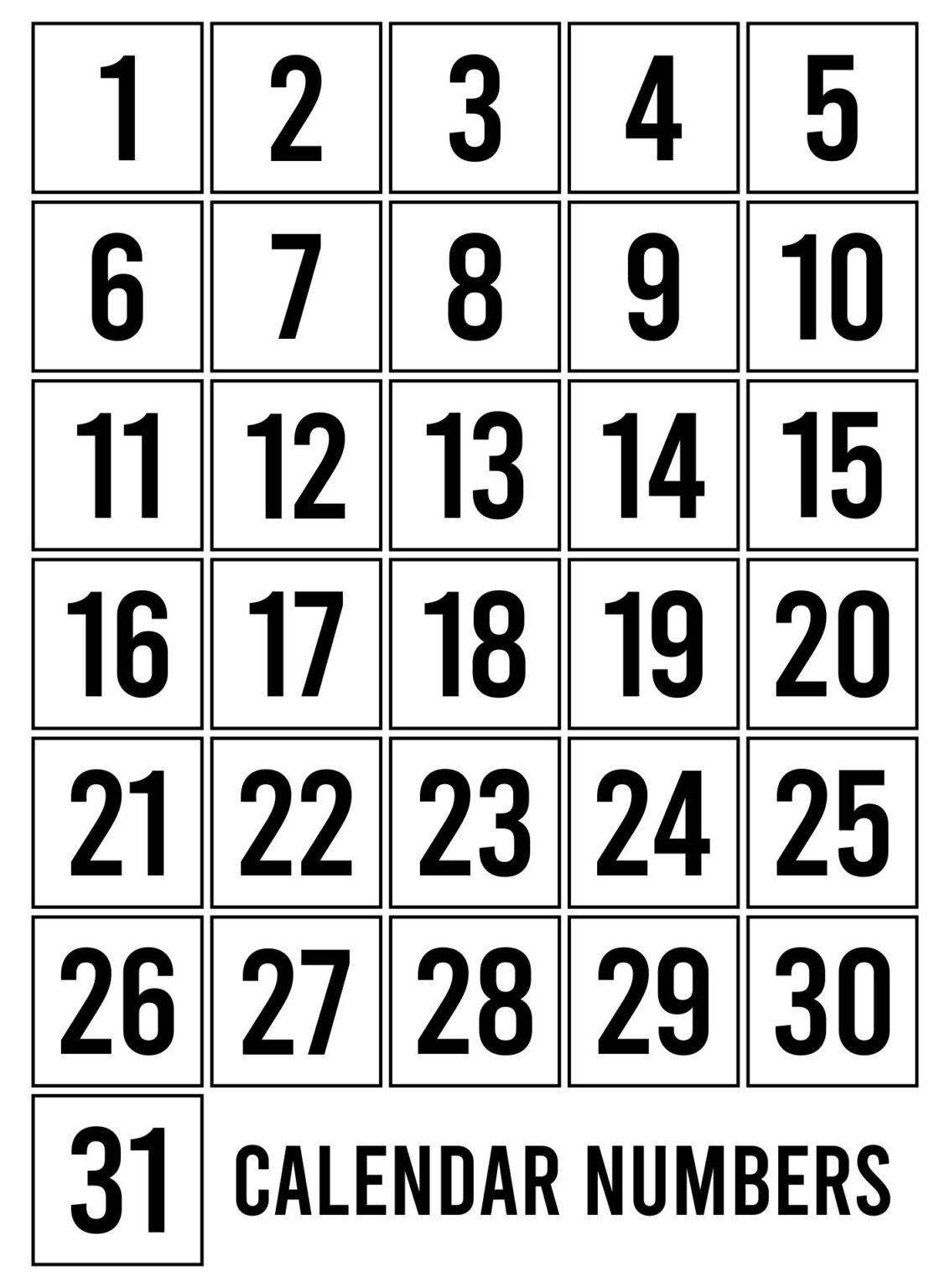 Free Printable Calendar Numbers: Organize Your Schedule with Style ...