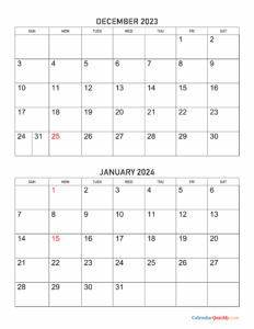 Dec Jan Calendar Printable: Stay Organized and Prepared for the New ...