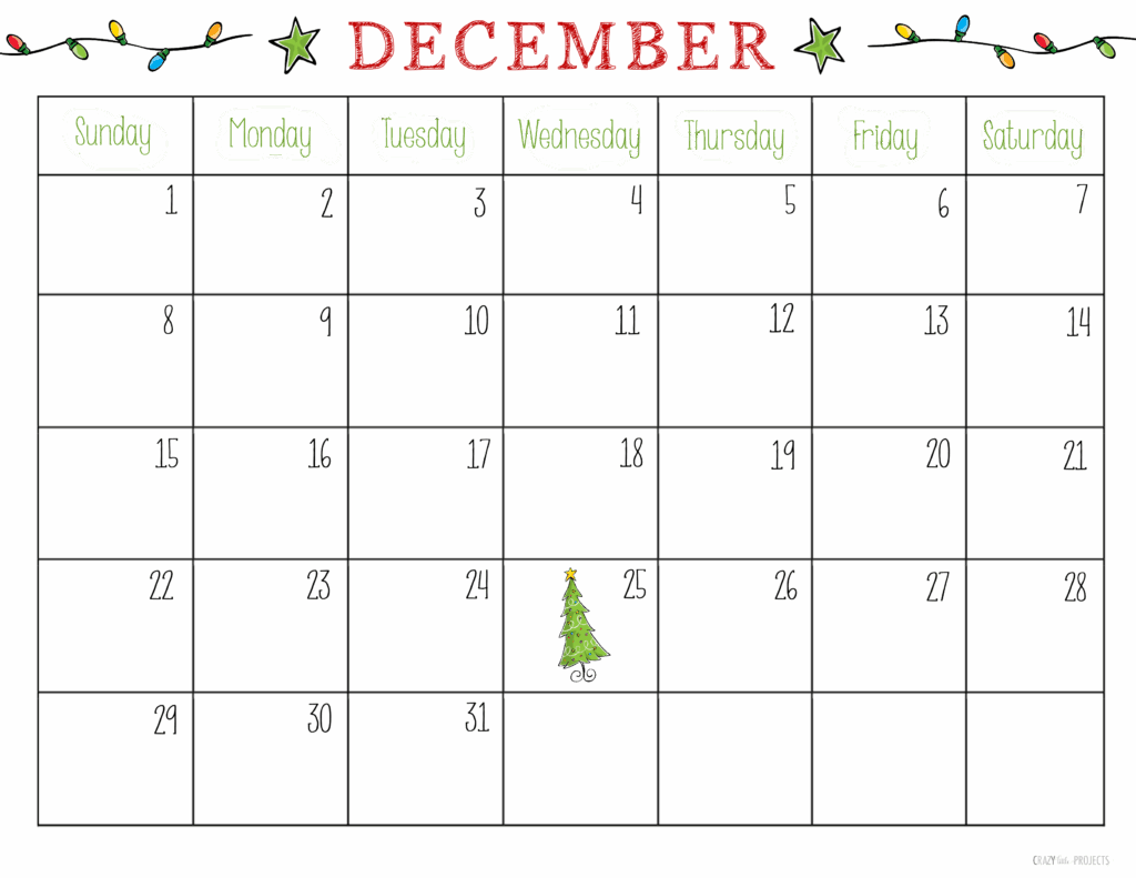 Free December Calendar Printable: Get Organized for the Holiday Season ...