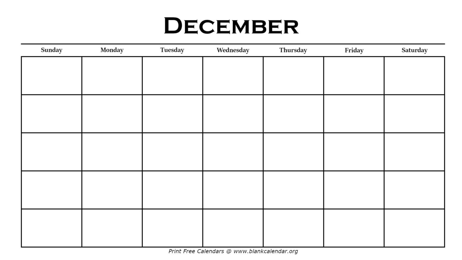 Printable Blank December Calendar: Stay Organized and Prepared - Free ...