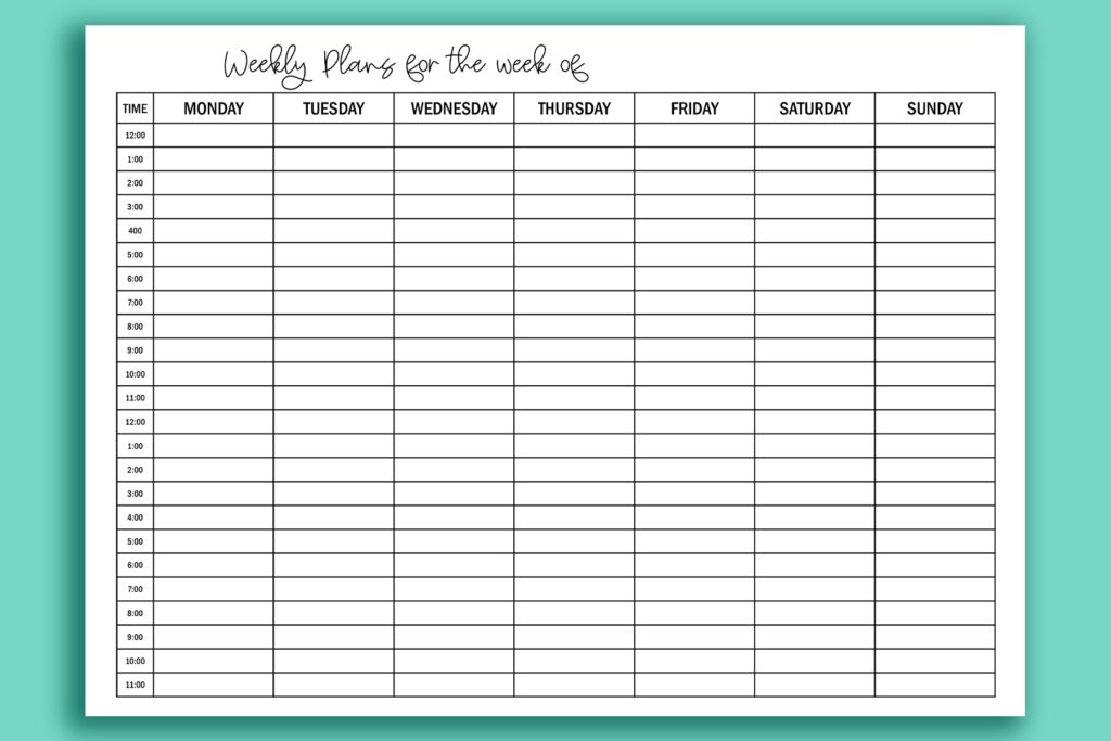 Hourly Calendar Printable: Organize Your Time Efficiently - Free ...